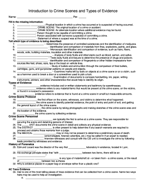 Fillable Online Introduction to Crime Scenes and Types of Evidence Fax ...