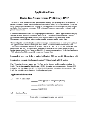 Fillable Online Application Form Radon Gas Measurement Proficiency RMP ...