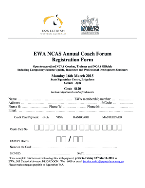 Fillable Online EWA NCAS Annual Coach Forum Registration Form Fax Email ...