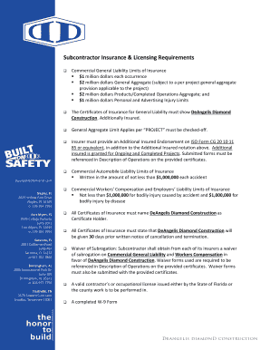 Fillable Online SubcontractorInsurance&LicensingRequirements Fax Email ...
