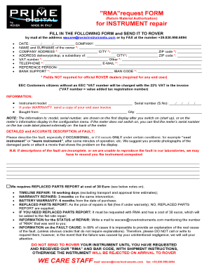 Fillable Online RMArequest FORM for INSTRUMENT repair Fax Email Print ...