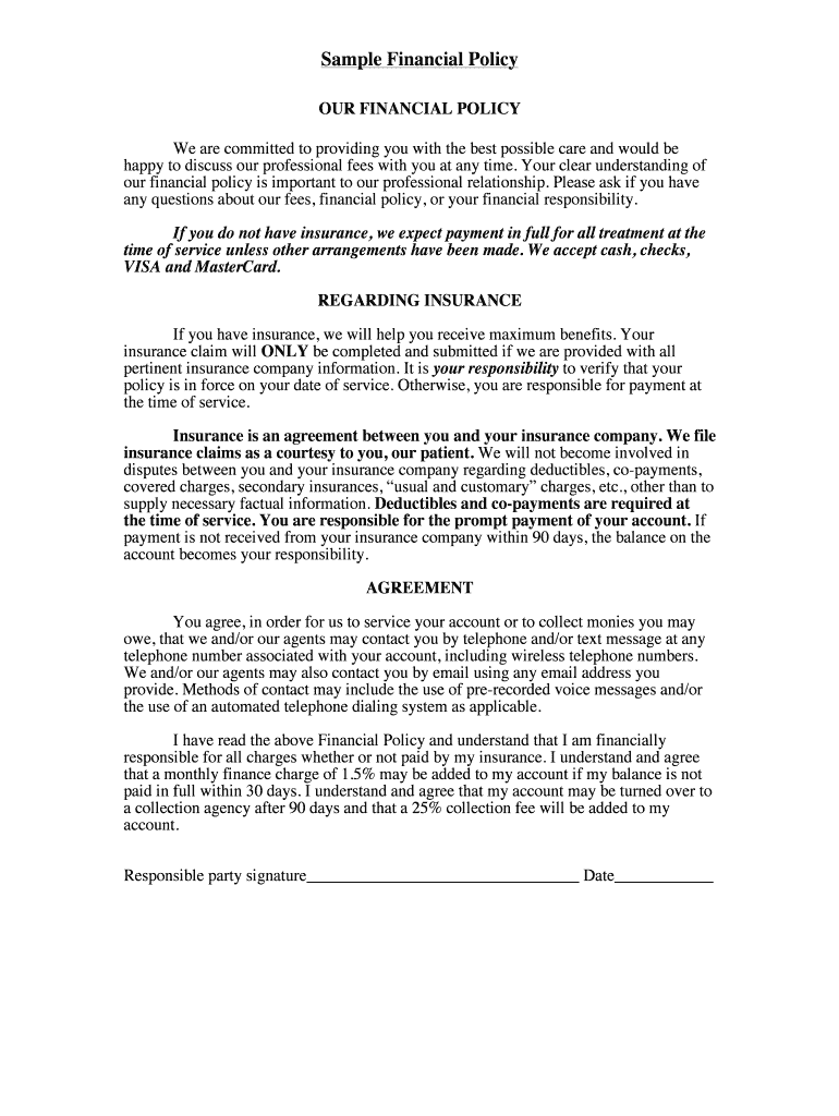 Fillable Online Sample Financial Policy Fax Email Print - pdfFiller