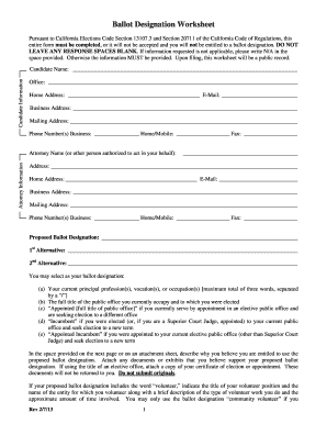 Fillable Online marincitygov Ballot Designation Worksheet - Marin City Community Fax Email Print ...