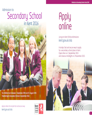 Fillable Online burham kent sch Admission to Secondary School Apply ...