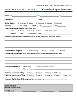 Ebenezer Baptist Church Counseling Request Form CRF - Ebc113 - Fill and ...