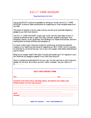 Fillable Online Self Care Account Deposit Form - GNABC Fax Email Print ...
