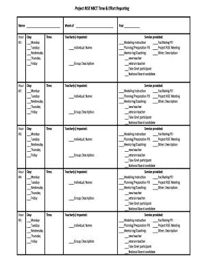 Fillable Online Project RISE NBCT Time Effort Report Fax Email Print ...