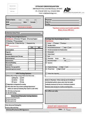 Fillable Online CYTOLOGY ORDER REQUISITION LMP HPV Testing Options: Fax ...