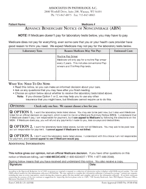 Fillable Online Advance beneficiary notice of noncoverage (abn ...