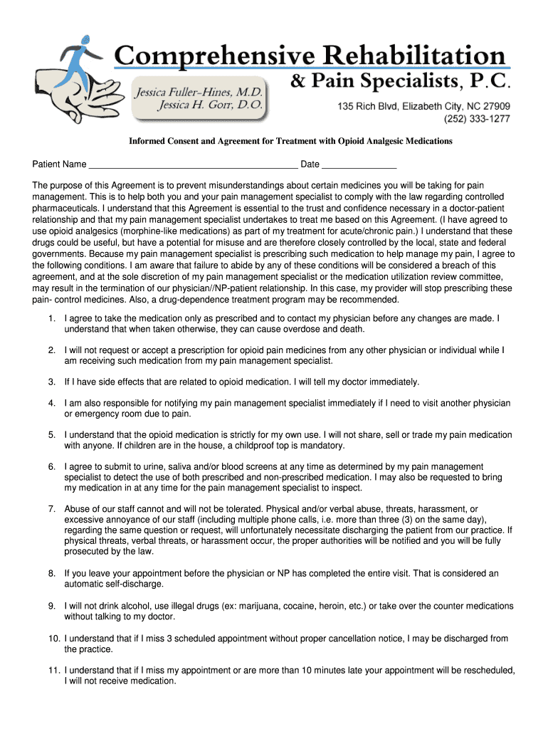 Fillable Online Informed Consent and Agreement for Treatment with ...