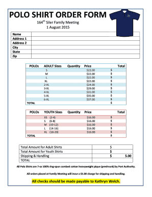 Fillable Online silerdescendants Polo Shirt Order Form ...