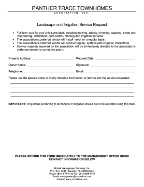 Fillable Online PTTHLandscape Irrigation Service Requestdocx Fax Email ...