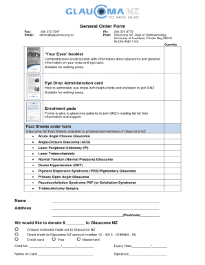 Fillable Online glaucoma org General Order Form - Glaucoma NZ ...