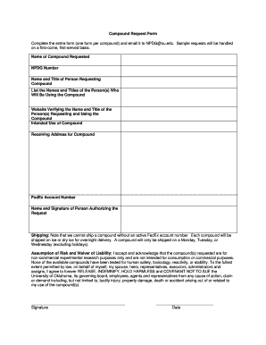 Fillable Online npdg ou Compound Request Form - University of Oklahoma ...