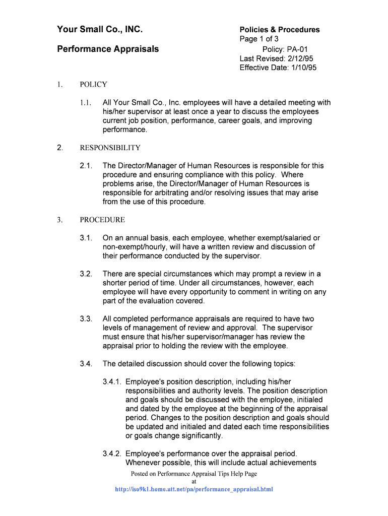 Fillable Online Sample Performance Appraisal - Flowhelp Fax Email Print ...