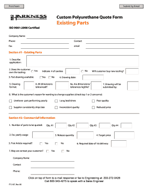 Fillable Online Custom Polyurethane Quote Form Existing Parts - GS Sales Fax Email Print - pdfFiller
