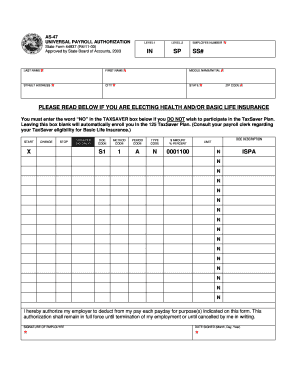 Fillable Online AS-47 payroll deduction form Fax Email Print - pdfFiller