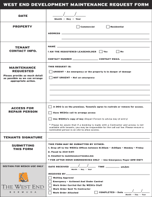 Fillable Online Maintenance Request Form - Step into History Fax Email ...