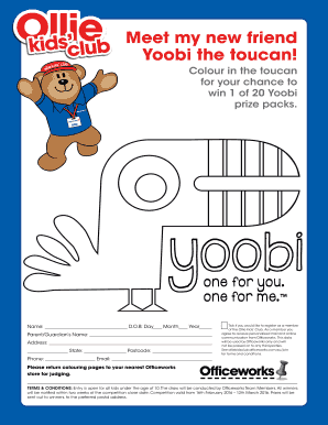 Fillable Online Meet my new friend Yoobi the toucan! - Ollie Kids Club ...