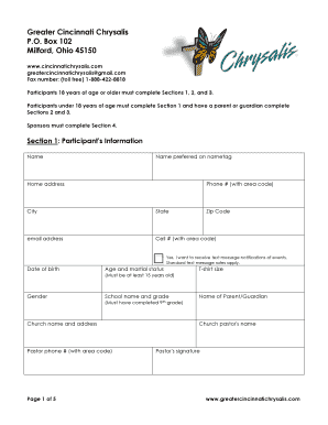 Fillable Online Greater Cincinnati Chrysalis PO Box 102 Milford Ohio ...
