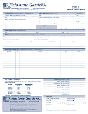 Fillable Online SPEEDY ORDER FORM Fax Email Print - pdfFiller