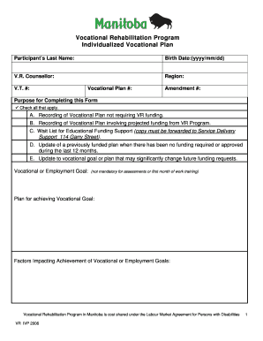 Fillable Online gov mb BVocational Rehabilitation Programb ...