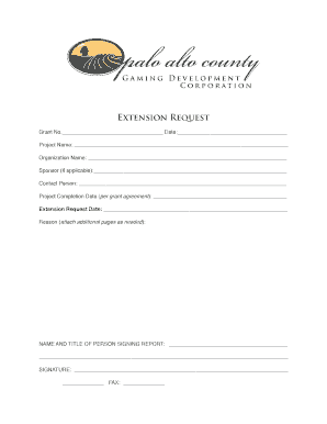 Fillable Online paloaltogaming Grant Extension Request Form (PDF) Fax ...