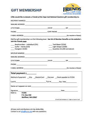 Fillable Online fccns A printable gift membership form - Friends of the ...