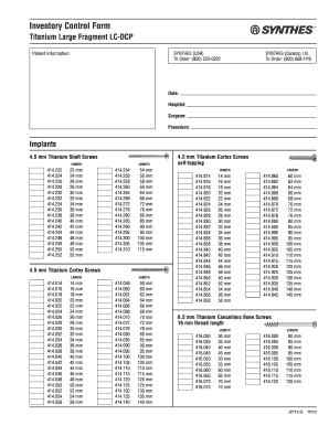 Synthes Large Frag Inventory - Fill Online, Printable, Fillable, Blank ...