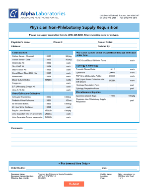 Fillable Online alphahealthcare Physician Non-Phlebotomy Supply Requisition Fax Email Print ...