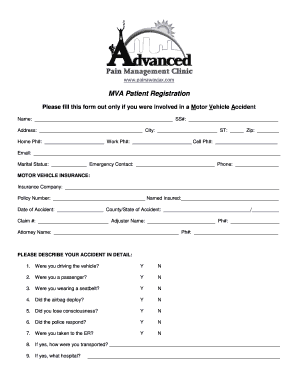 Fillable Online com MVA Patient Registration Please fill this form out ...