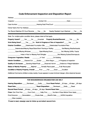 Fillable Online mcno Code Enforcement Inspection and Disposition Report ...