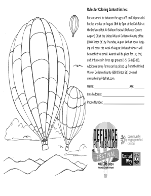 Fillable Online Coloring Contest - Defiance Balloon Festival Fax Email ...