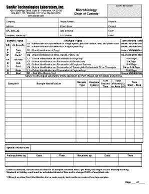Fillable Online Microbiology Testing COC 196.66 Kb - SanAir ...