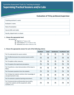 Teaching Assistant Evaluation Comments | pdfFiller