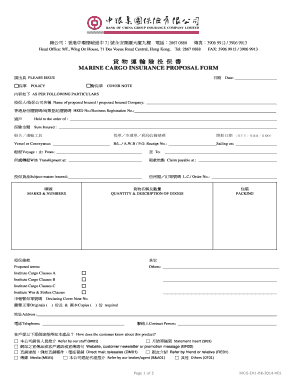 Fillable Online MCI - Marine Cargo Insurance Proposal Form MCG-EA1-BK ...