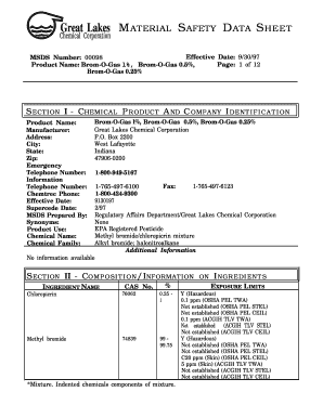 Fillable Online Great Lakes MATERIAL SAFETY DATA SHEET - Sprague Pest ...