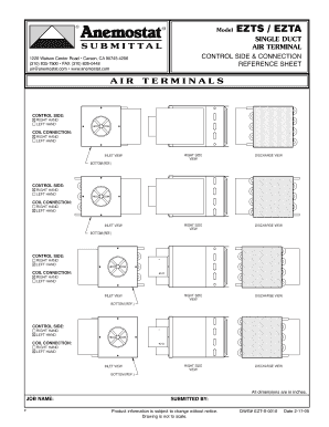 Fillable Online Model EZTS EZTA SINGLE DUCT S U B M I T TA L AIR Fax ...