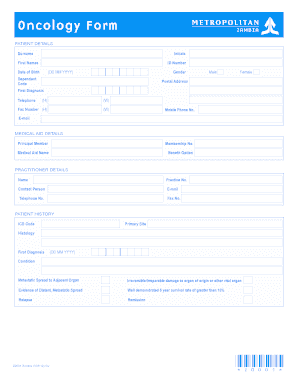 Fillable Online Oncology Form - momentumafricacom Fax Email Print ...