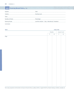 Fillable Online C11 Running Record Form p 54 - HHP Communities Fax ...