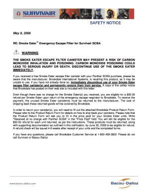 Fillable Online Emergency Escape Filter for Survivair SCBA Fax Email ...