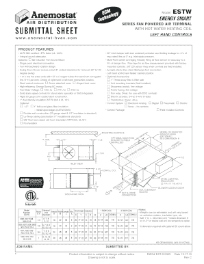Fillable Online SERIES FAN POWERED AIR TERMINAL SUBMITTAL SHEET WITH ...