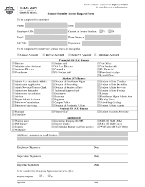 Fillable Online Banner bSecurity Access Requestb Form Create Ac Fax Email Print - pdfFiller
