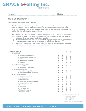 Fillable Online Professional Pediatrics Nursing Checklist Pediatrics ...