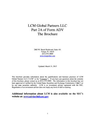 Fillable Online LCM Global Partners LLC Part 2A of Form ADV The Fax ...