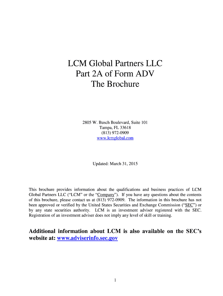 Fillable Online LCM Global Partners LLC Part 2A of Form ADV The Fax Email Print - pdfFiller