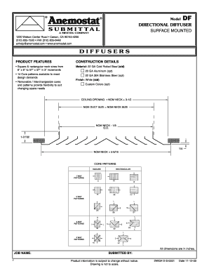 Fillable Online Model DF DIRECTIONAL DIFFUSER SUBMITTAL Fax Email Print ...