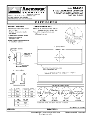 Fillable Online Model SLSD-F STEEL LINEAR SLOT DIFFUSERS SUBMITTAL ...