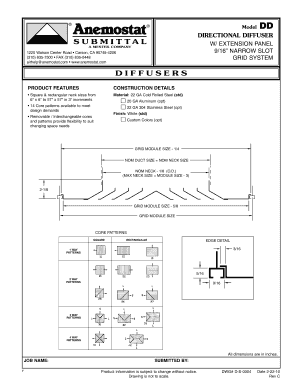 Fillable Online Model DD DIRECTIONAL DIFFUSER W/ EXTENSION PANEL 9/16 ...
