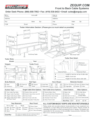 Fillable Online PULLTARPS Bow Order form - Zequip.com Fax Email Print ...